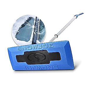 Snow Joe SJBLZD The Original 2-in-1 Telescoping Snow Broom + Ice Scraper w/18-Inch No-Scratch Foam Head, Closed Cell Foam for No Water Absorption, Blue