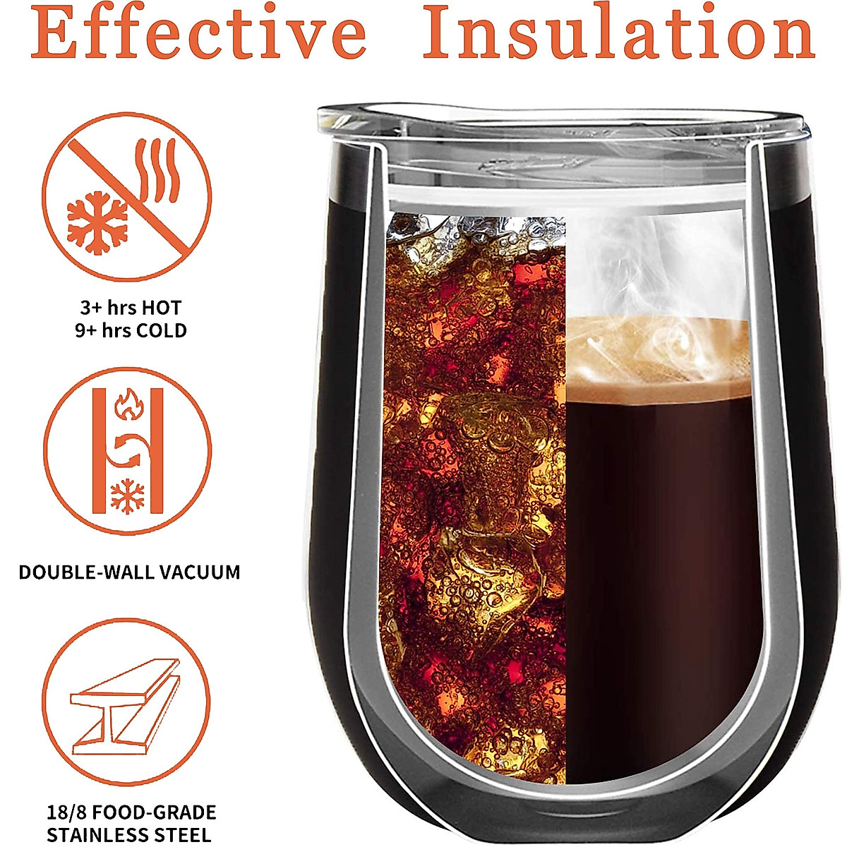 Joyloce Queen Of The Camper Wine Tumbler Coffee Mug Cup Wine Glass Stemless Tumblers With Lid Stainless Steel Insulated Vacuum RV Gifts For Women Camping Travel Outdoors 12 Oz