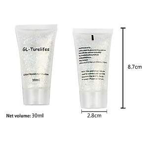 GL-Turelifes 30ml Sequins Chunky Glitter Liquid Eyeshadow Glitter Body Gel Festival Glitter Cosmetic Face Hair Nails Makeup Long Lasting Sparkling Easy to Apply, Easy to Remove (#03 Green)