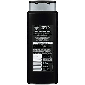 Nivea Men Deep Clean Rock Salts Body Wash with Scrub Particles and Natural Rock Salt, Exfoliating Body Wash for Men, Cleanses Without Drying Skin, 16.9 Fl Oz Bottle, Pack of 3