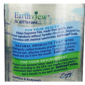 Earthview Fragrance Free Shampoo & Bodywash, 8 Fl Oz, All Hair Types- Designed for Environmental Sensitivities (MCS, EI, MI, Sulfate free, SLS free, Sensitive Skin, Unscented, Free & Clear, Naturally Derived, Eco-Friendly, Hypoallergenic)