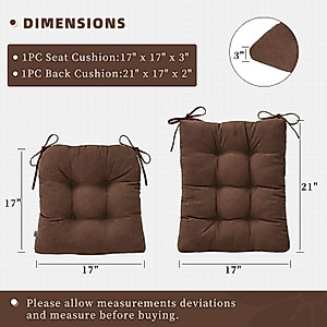 HAVARGO Rocking Chair Cushion Indoor High Back Wooden Rocker Adirondack Chair Cushions, Tufted Patio 1Pc Chair Pad Cushion and 1 Pc Back Cushion Brown
