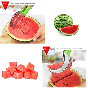 ZEHRAI Watermelon Slicer Cutter, Watermelon Fork Slicer, Summer Watermelon Cutting Artifact, Stainless Steel Fruit Forks Slicer Knife for Family Parties Camping