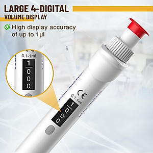 4E's USA Pipette - 100-1000μl Micropipette, Adjustable Volume Pipette with Autoclavable Lower Portion, Universal Tip Cone Single Channel Pipettes, Laboratory ISO 8655 Calibrated Pipettor
