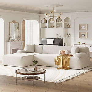 Merax L-Shaped Large Sofa Couch, 2 Piece Free Combination, Modern Modular Sectional Corner Sofa with 2 Pillows and High-Density Foam for Living Room, Bedroom, Salon, Beige
