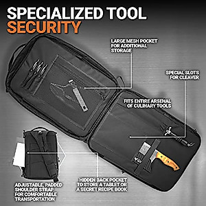 Chef Knife Bag Tactical Sling Bag | Knife Carrying Case with 30+ Pockets for Knives and Culinary Tools | Knife Organizer Bag for Chefs & Culinary Students | Knives & Tools Not Included