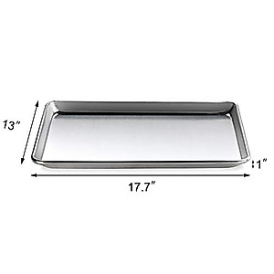 New Star Foodservice 537232 Commercial-Grade 18-Gauge Aluminum Sheet Pan/Bun Pan, 13" L x 18" W x 1" H (Half Size) | Measure Oven (Recommended)