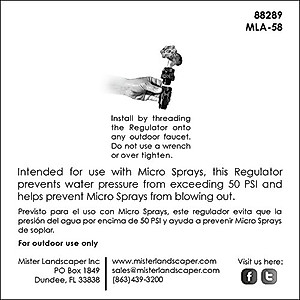 Mister Landscaper 50 PSI Regulator for Micro Spray Irrigaiton Systems