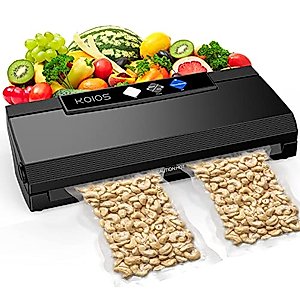 KOIOS Vacuum Sealer Machine, 85Kpa Automatic Food Sealer for w/Starter Kit, Dry&Moist Modes, With Up To 40 Consecutive Seals, Compact Design (Black)
