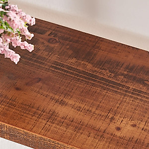 HSH Solid Wood Bookshelf, 6 Tier Tall Industrial Etagere Bookcase and Storage Shelves Heavy Duty, Rustic Large Open Vertical Metal Natural Real Wood Book Shelf for Bedroom Living Room Distressed Brown