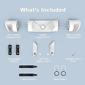 M AMVR Upgraded Charging Dock for Meta/Oculus Quest 2, Headset Display Holder and Controller Mount Station, with Magnetic Charging, with Adjustable Wrist Strap Accessories, 2 Rechargeable Batteries