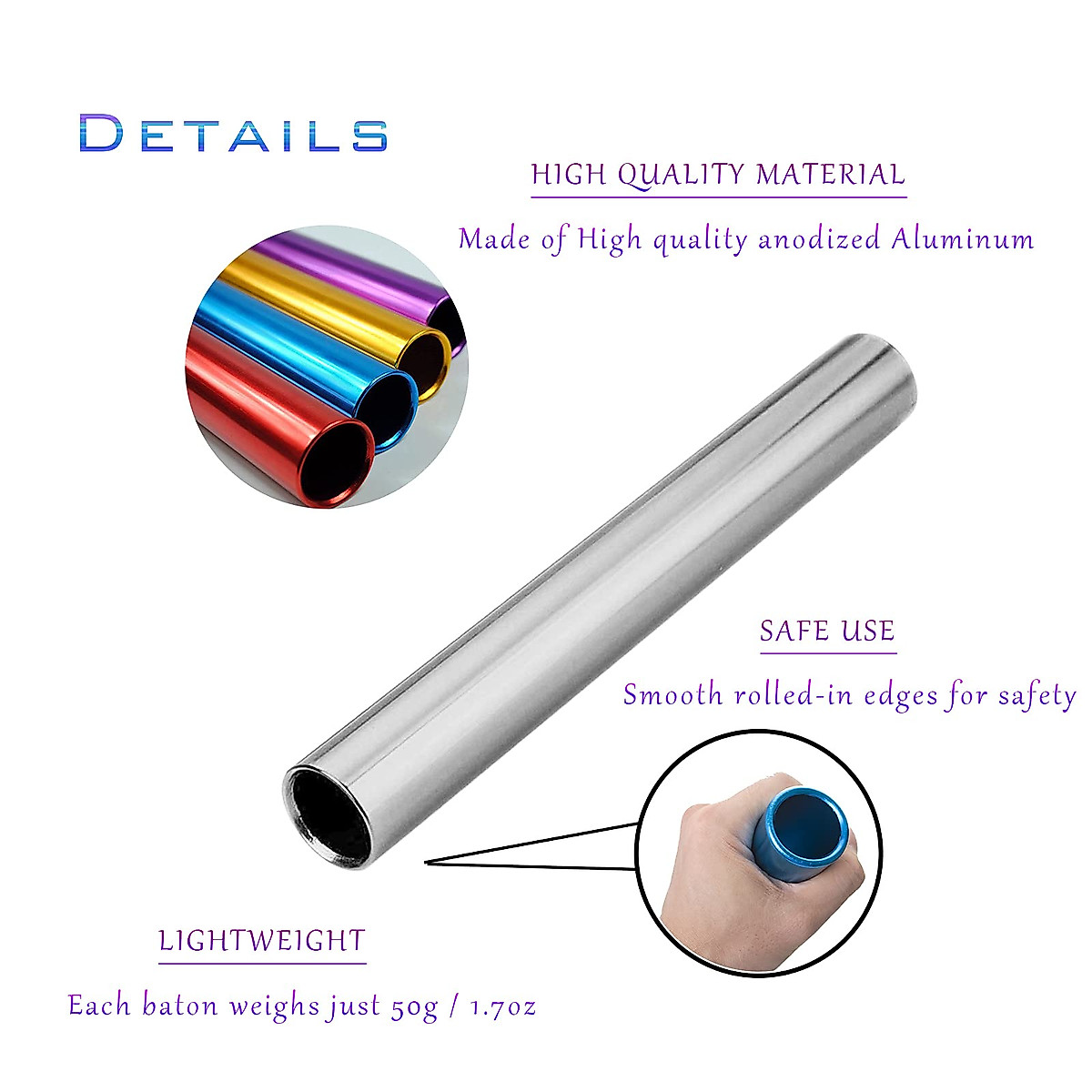 XMWangzi Aluminum Track Field Relay Batons, Race Equipments for Running Race Team, Suitable for Outdoor Sports Practice Athlete, Corrosion Resistant High Strength Smooth Surface