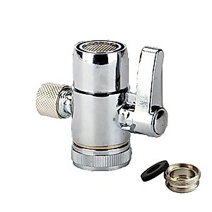 Weirun Kitchen Bathroom Sink Faucet Water Filter Diverter Valve for Push on 3/8 inch Tubing Replacement Part Adapter with M22 X M24 Connector,Polished Chrome