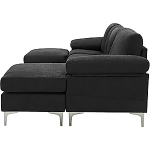 ERYE Oversized U-Shaped Sectional Sofa Couch Modular Deep Seat Sofa&Couch with Reversible Chaise Daybed,Movable Ottoman,Sturdy Metal Legs and Pillow-Top Armrests for Home Office Apartment Living Room