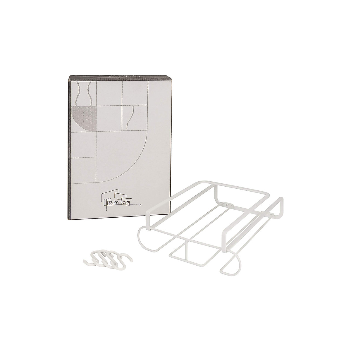 [HomTory] NO DRILLING Nail Free Stemware Wine Glass Metal Hanger Rack Organiser with 4 S-Hooks Combo - Holds Wine Glass, Mug, Utensil, Kitchenware, Stemware for Cabinet, Bar, Shelf, Kitchen