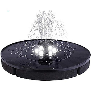 XUNMAIFBT Solar Fountain Pump 2.4 W Circle Solar Water Built-in 600 mAh Battery with LED 4 Nozzles, for Bird Bath, Fish Tank, Pond, Garden, Swimming Pool