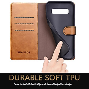 SUANPOT for Samsung Galaxy S10 6.1"(NON S10e,S10+) with RFID Blocking Leather Wallet case Credit Card Holder,Flip Folio Book Phone case Shockproof Cover Women Men for Samsung S10 case Wallet