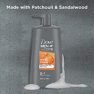 DOVE MEN+ CARE 2-in-1 Shampoo + Conditioner Thick + Strong 4 count for Fortifying Hair from Root to Tip, with Calcium, 25.4 oz