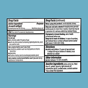 Equate Maximum Strength Sleep-Aid Softgels, 50 mg, 100 Count