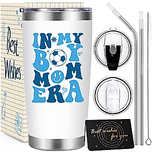 Gusgopo Boy Mom Gifts - 20 Oz In My Boy Mom Era Tumbler Set, Stainless Steel Mother Cup for Women Her