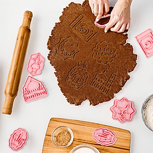 Eid Mubarak Cookie Cutters Ramadan Cookie Stamp Islamic Muslim Biscuit Mold Star Lantern Moon 3D Cookie Stamper DIY Biscuit Press Stamp Molds for Baking Fondant Supplies (Stylish Style,20 Pieces)