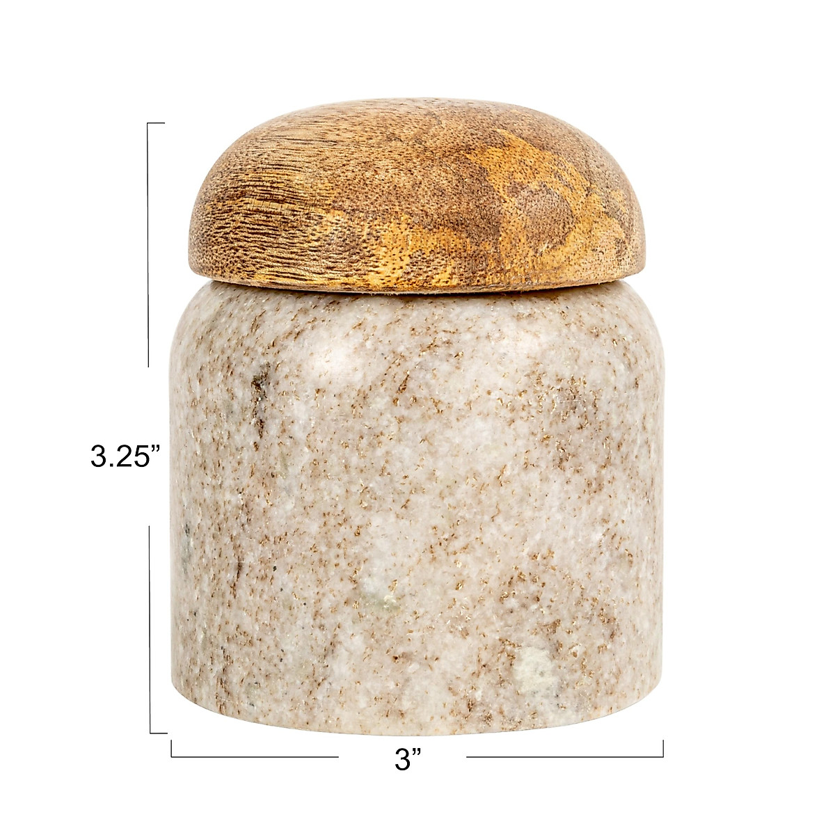 Creative Co-Op Modern Marble Canister with Wood Lid, Natural