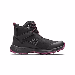 Icebug Womens Pace3 BUGrip GTX Hiking Boot with Carbide Studded Traction Sole, Black/DarkHibiscus, 6