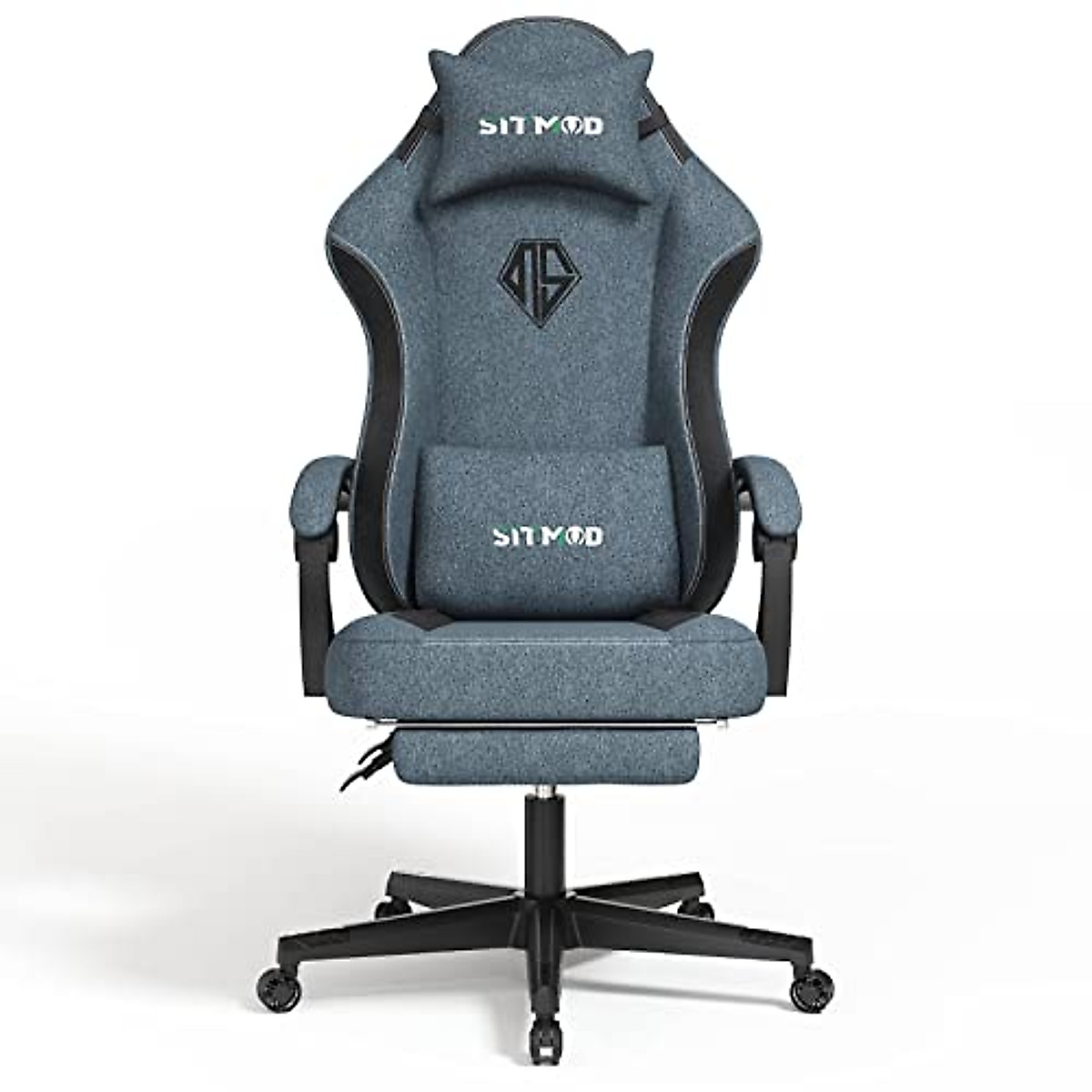 SITMOD Gaming Chair with Footrest-Computer Ergonomic Video Game Chair-Backrest and Seat Height Adjustable Swivel Task Chair for Adults with Headrest and Lumbar Support(Blue)-Fabric