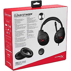HYPERX Cloud Stinger Gaming Headset - Lightweight Design - Flip to Mute Mic - Memory Foam Ear Pads - Built in Volume Controls - Works PC, PS4, PS4 Pro, Xbox One, Xbox One S (HX-HSCS-BK/NA) (Renewed)