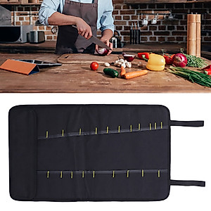 Acouto Chef Knife Roll Bag, Foldable Oxford Cloth Cutter Carrying Bag Knife Cutlery Carrier Portable Knife Pouch Holders Cases for Restaurant Hotle Home Camping BBQ