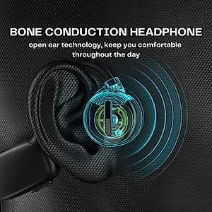 Bingozones Bone Conduction Headphones Prime Deals Today 2023 Bluetooth Open Ear Headphones IPX8 Waterproof Earphones Include MP3 with Build in Mic for TF Card Swimming,Running, Cycling, Driving,