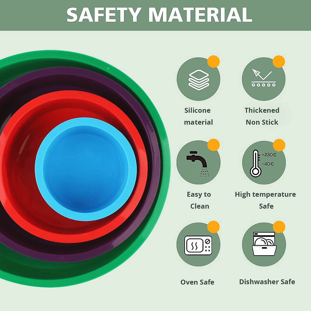 AILEHOPY Silicone Round Cake Pans Set, 4 Pcs (4"/6"/8"/10") extra thick Nonstick Leakproof Round Deep Cheesecake Pans, Layer Baking Pans Cake Tins Set for Birthday Wedding Tier Cake