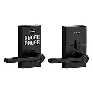Kwikset 99170-004 SmartCode 917 Keypad Keyless Entry Contemporary Residential Electronic Lever Lock Deadbolt Alternative with Halifax Door Handle and SmartKey Security, Matte Black