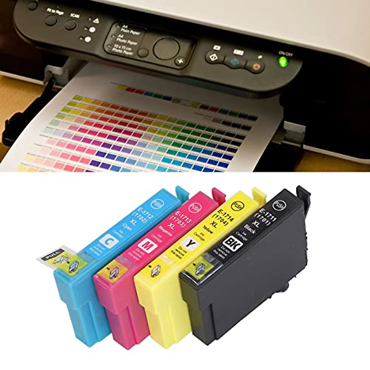 Hilitand 4PCS Printer Ink Cartridge Color Printing Large Capacity Ink Cartridge Replacement for Office Print Photos, Test Papers, Documents