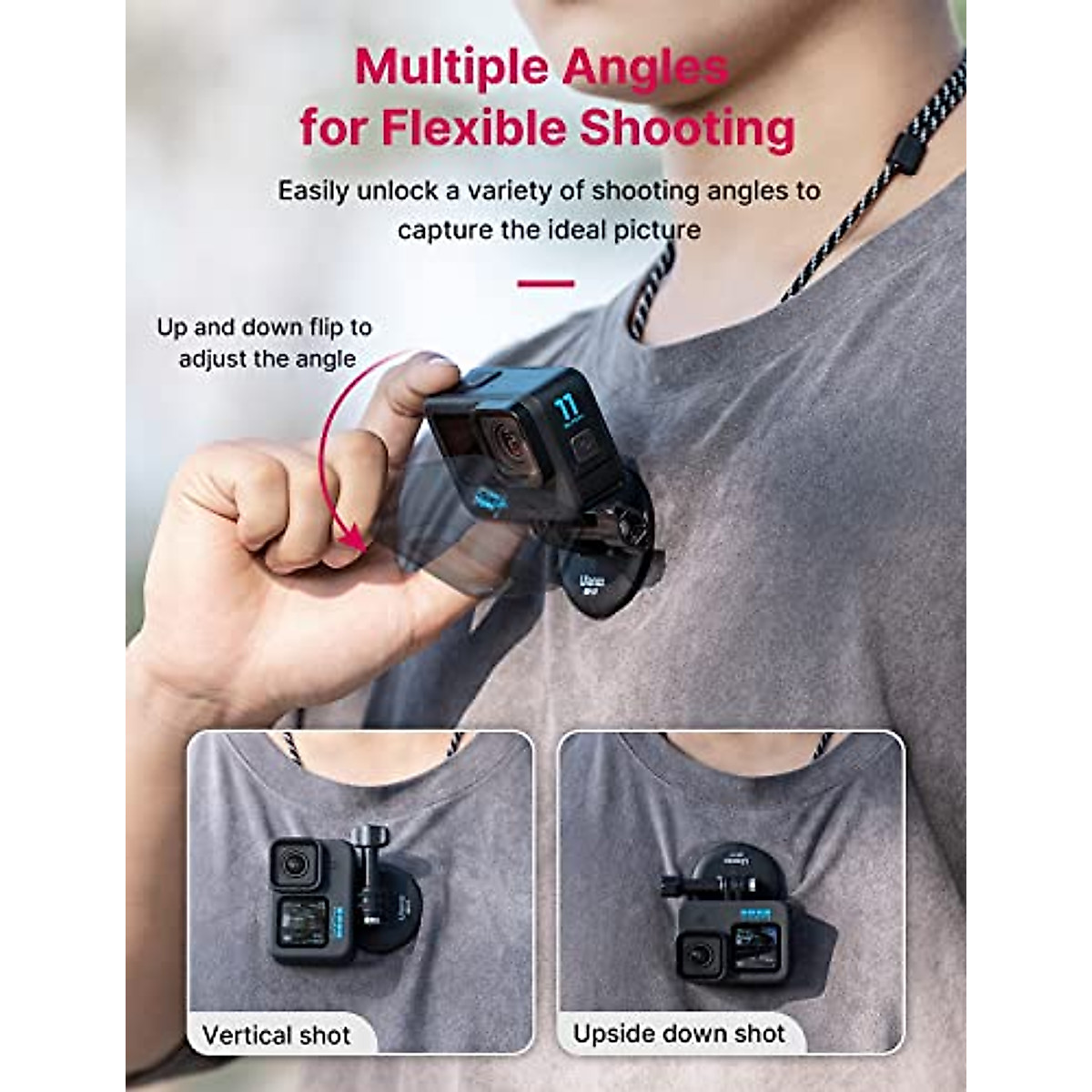 Magnetic Chest Mount Holder for Gopro - ULANZI GP-17 Action Camera Quick Release POV Vlog Accessories I 45N Strong Suction I Phone Holder I Carrying Bag I for Gopro Hero 11 10 9 8 DJI Action insta360