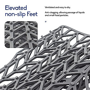 CNDSE Sink Protectors for Kitchen Sink 26'' x 14'', Non-slip Silicone Sink Mats for Bottom of Kitchen Sink,Grey Kitchen Sink Mats for Farmhouse Stainless Steel Ceramic Sink,Center Hole Sink Mat(2)