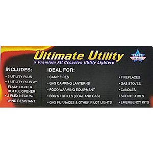 Multi-purpose Gas Utility Lighters for BBQ Kitchen Fireplace Grill (Pack of 5)