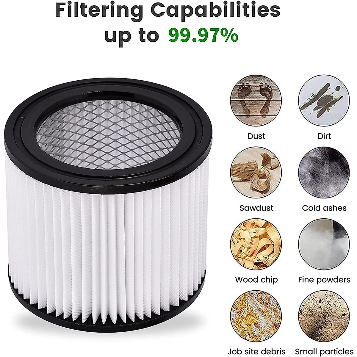 HEPA Vacuum Cleaner Replacement Filter Compatible with Shop-Vac 90398, 903-98, 9039800, 903-98-00 Hangup Wet/Dry Vacuum Cleaner Spares Cartridge Filter (Pack of 2+4)