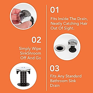 SinkShroom Chrome Edition Revolutionary Bathroom Sink Drain Protector Hair Catcher, Strainer, Snare, Black