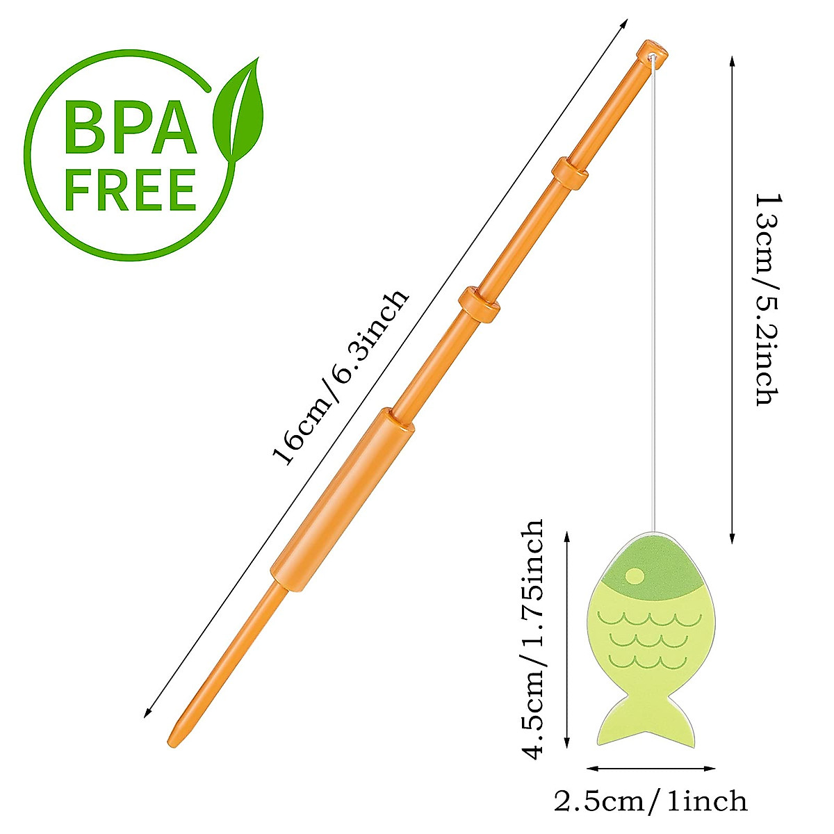 Boao 20 Pieces Mini Fish Pole Decoration Little Fisherman Fishing Pole Picks Mini Cupcake Picks for Birthday Party Tropical Party Appetizer Cake Decoration