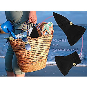 Mesh-Breathable Sun-Hat for Women,Floral Wide-Brim Beach Bucket Hat with Detachable Chin Strap Girls Teens Fishing Hat (as1, Alpha, l, Black with Flower Printed, Large)