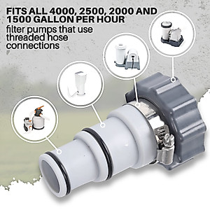 TonGass (4-Pack) Pool Hose Replacement for Intex Pool Sets with 1.5 and 1.25-Inch Hoses - Hose Adapter w/Collar Replace for Intex Pool Parts Fit for Threaded Connection Pumps PN. 25007 (4, 25007)