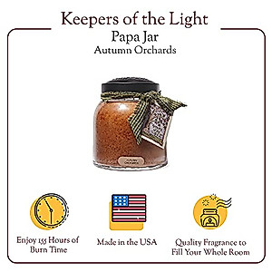 A Cheerful Giver — Autumn Orchards - 34oz Papa Scented Candle Jar with Lid - Keepers of the Light - 155 Hours of Burn Time, Gift for Women, Brown