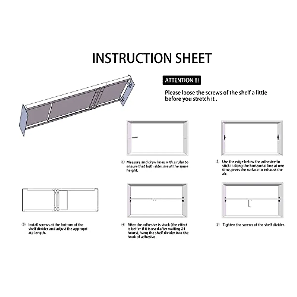 GNEOUS Greal Adjustable Closet Shelves Heavy Duty Wardrobe Organizer Expandable Storage Shelves Rack Closet Dividers Separators for Kitchen Bathroom Bedroom Garage, 19.67" Width Max