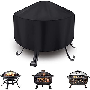 Fire Pit Cover Round for Fire Pit 22- 34 Inch, Waterproof Outdoor Fire Pit Cover, Full Coverage Patio Round Fire Pit Cover - Dustproof Anti UV and Tear Resistant