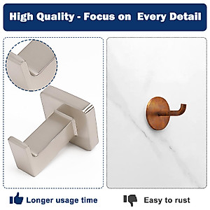 NearMoon Bath Towel Hooks -SUS304 Stainless Steel Square Clothes Robe Hooks Hanger, Heavy Duty Coat Hooks for Bathroom Livingroom Hotel Kitchen Garage, Wall Mounted - 3 Pack (Brushed Nickel)