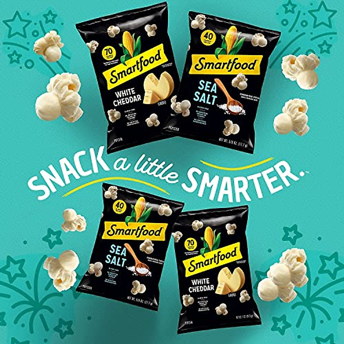 Smartfood Popcorn Flamin' Hot & White Cheddar Variety Pack Pack of Whole Grain Snacks, White Cheddar Flamin' Hot, 40 Count