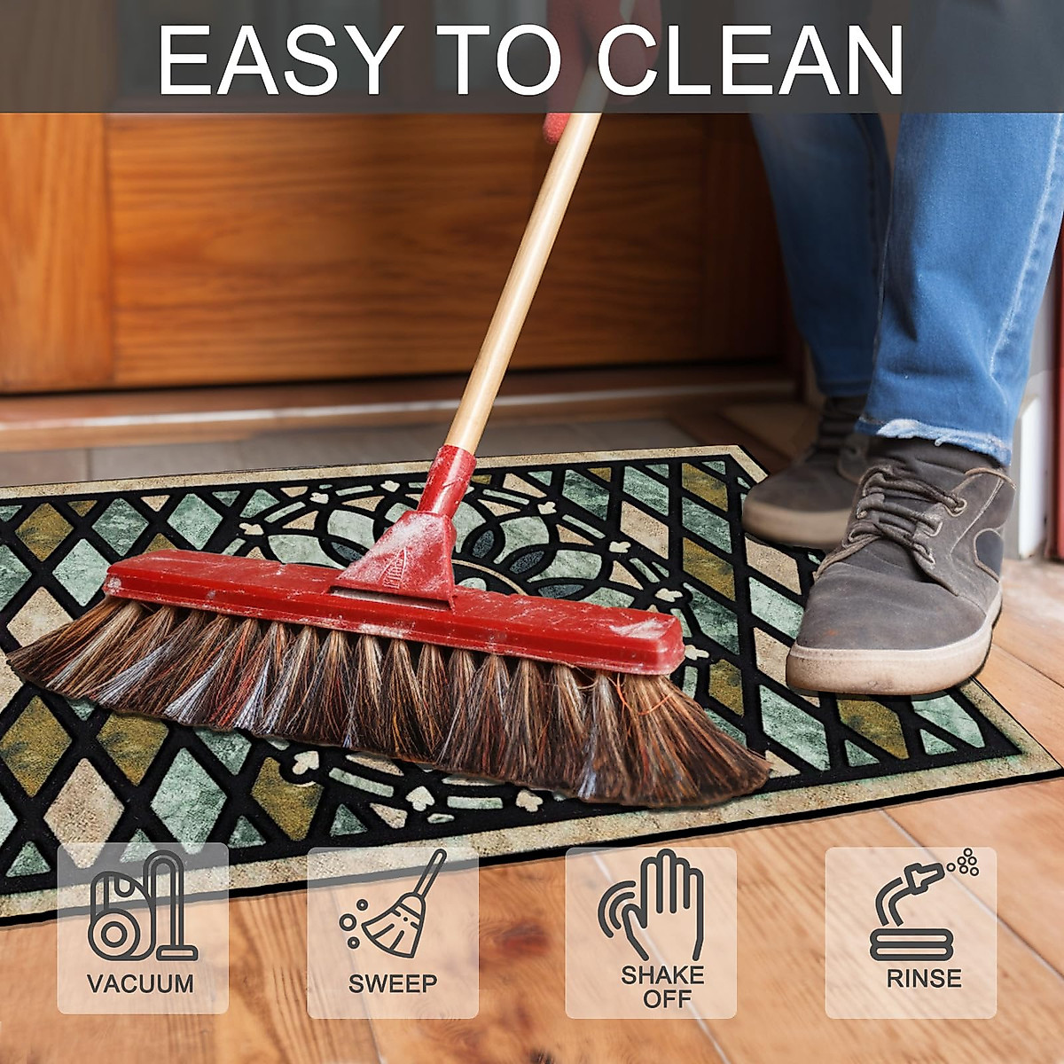 CHICHIC Door Mat Welcome Mat 17x 30 Inch Front Door Mat Outdoors for Home Entrance Outdoors Mat for Outside Entry Way Doormat Entry Rugs, Heavy Duty Non Slip Rubber Back Low Profile, Flower