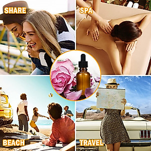 Rocinha 2oz Glass Dropper Bottle,80 Pack Amber Glass Bottles with Glass Droppers and Black Cap for Essential Oils, Lab Chemicals, Perfumes