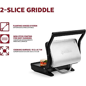 Holstein Housewares Electric Griddle for Toasting Sandwiches, Various Snacks - Black/Stainless Steel